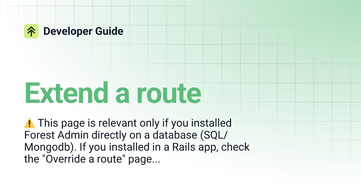 Extend a route | Developer Guide