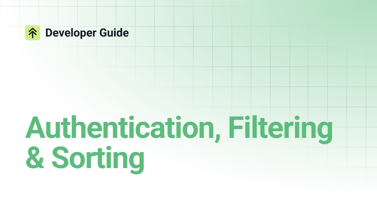 Authentication, Filtering & Sorting | Developer Guide